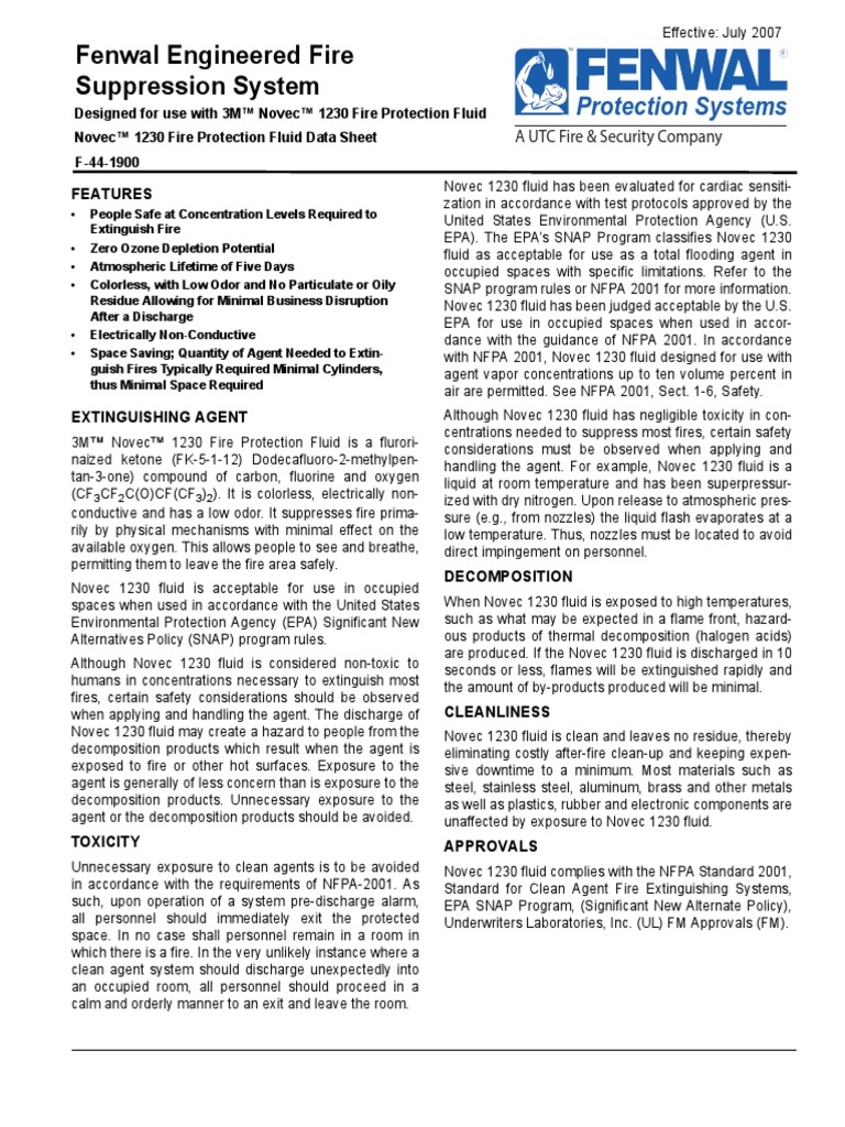 Fenwal Engineered Fire Suppression System: Protection Systems | PDF ...