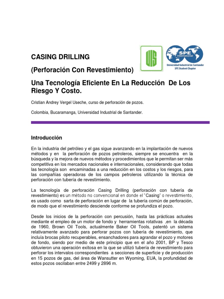 Casing Drilling Introduccion | PDF | Petróleo | Energía y recursos