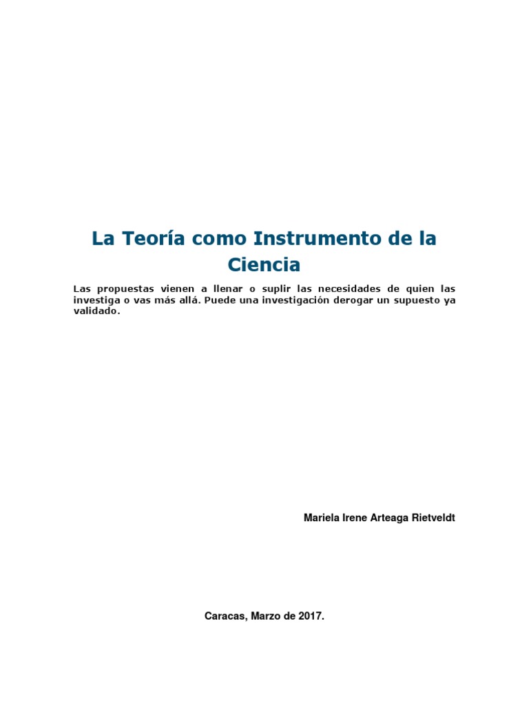 La Teoria Como Instrumento de La Ciencia | PDF | Teoría | Método científico