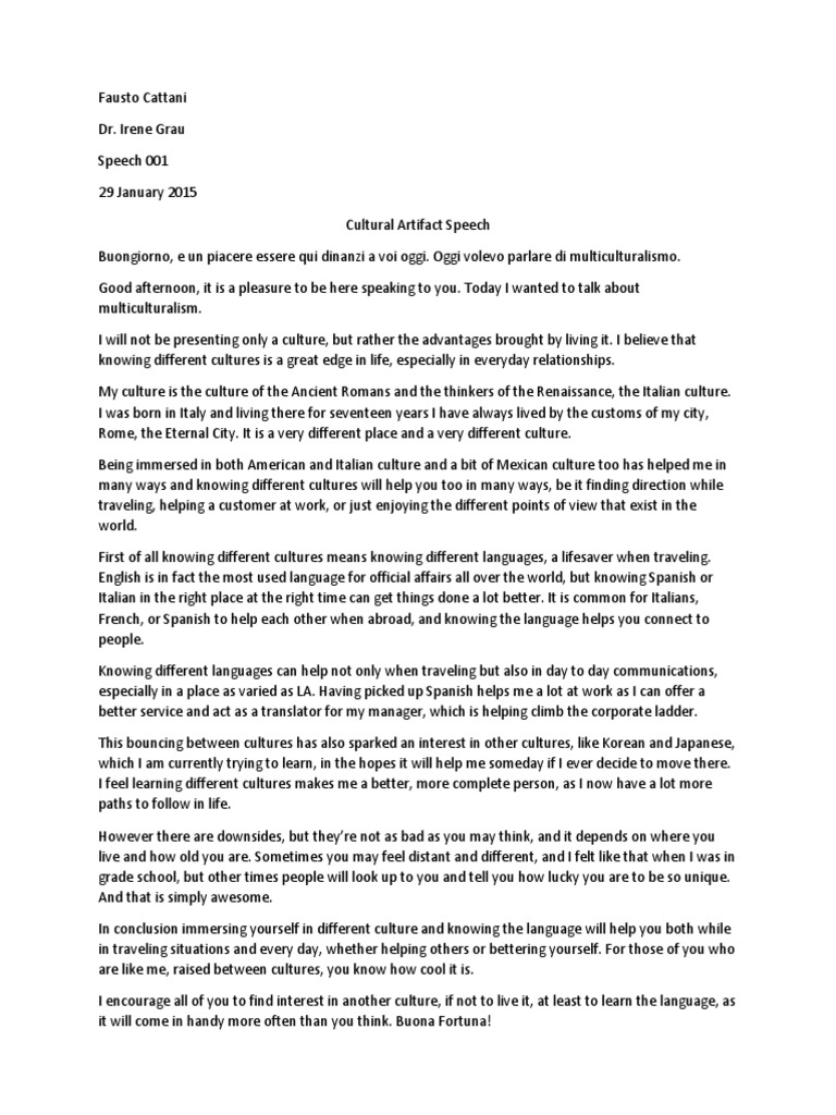 Cultural Artifact Speech | PDF | Rome | Linguistics