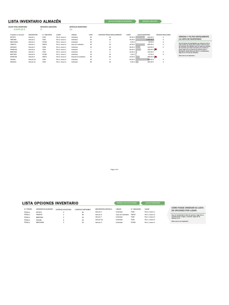 Lista de Inventario de Almacén | PDF | Inventario | Informática