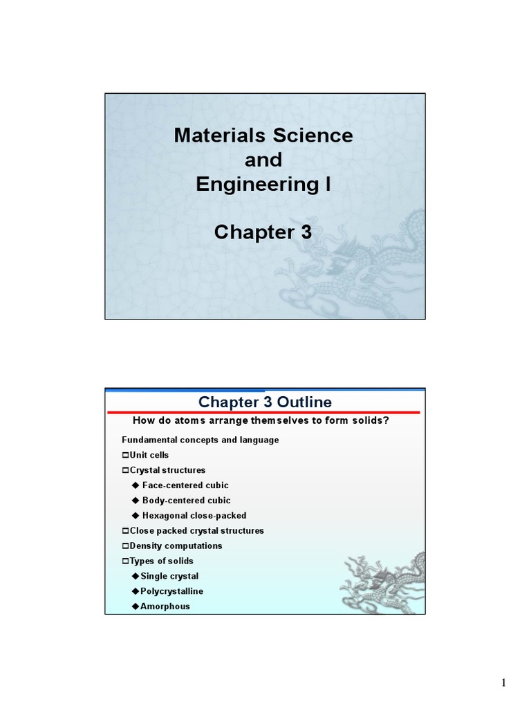 Materials Science and Engineering I: Chapter 3 Outline | PDF | Crystal ...