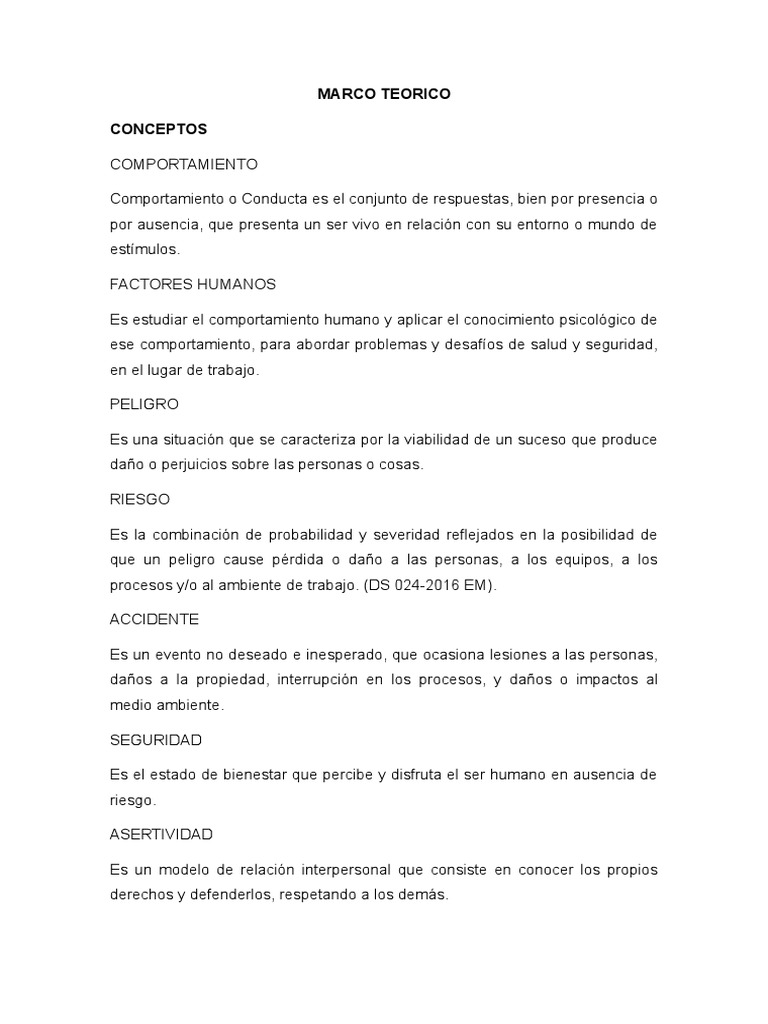 Marco Teorico Seguridad | PDF | Comportamiento | La seguridad