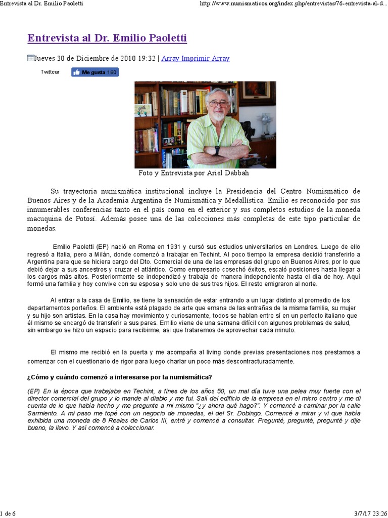 Entrevista Al DR Paoletti | PDF | Monedas | Plata