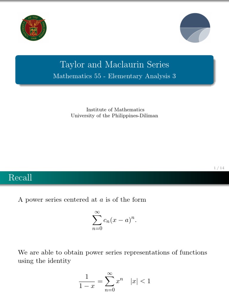 Taylor and Maclaurin Series | Series (Mathematics) | Power Series