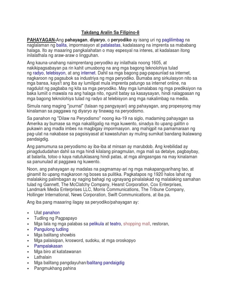 Takdang Aralin Sa Filipino 161116003212 | PDF