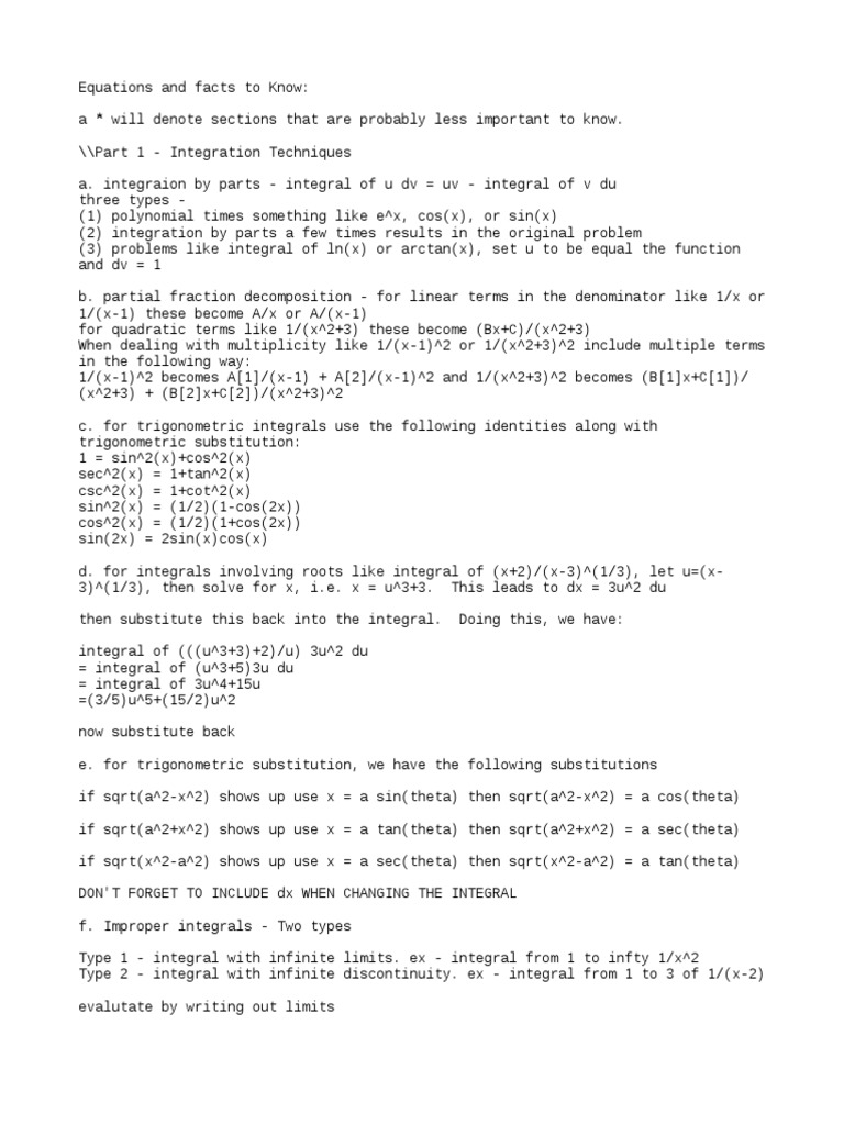 Notes Calc 2 | PDF | Series (Mathematics) | Equations
