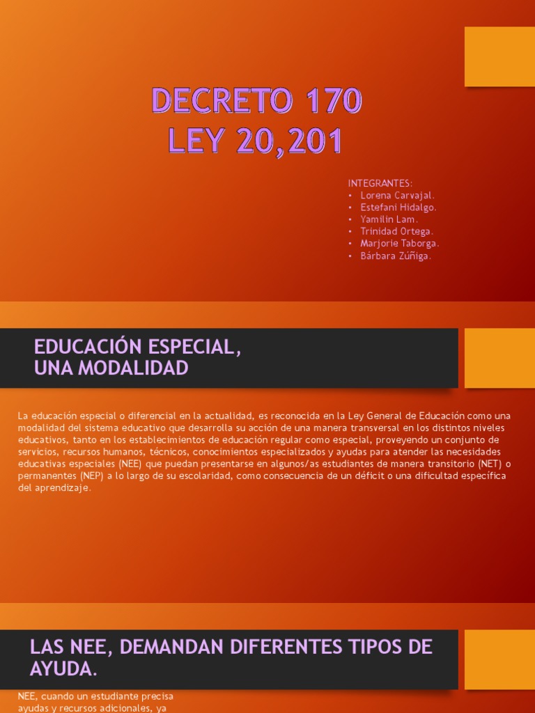 Resumen Decreto 170. Chile 2017 | PDF | Educación especial | Plan de estudios