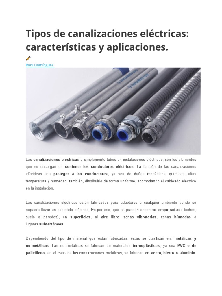 Tipos de Canalizaciones Eléctricas Teoria | PDF | Fusible (Eléctrico) | Corriente eléctrica