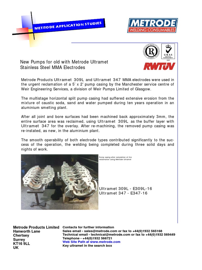 Reclaiming a Pump Casing Through Efficient Welding With Metrode ...