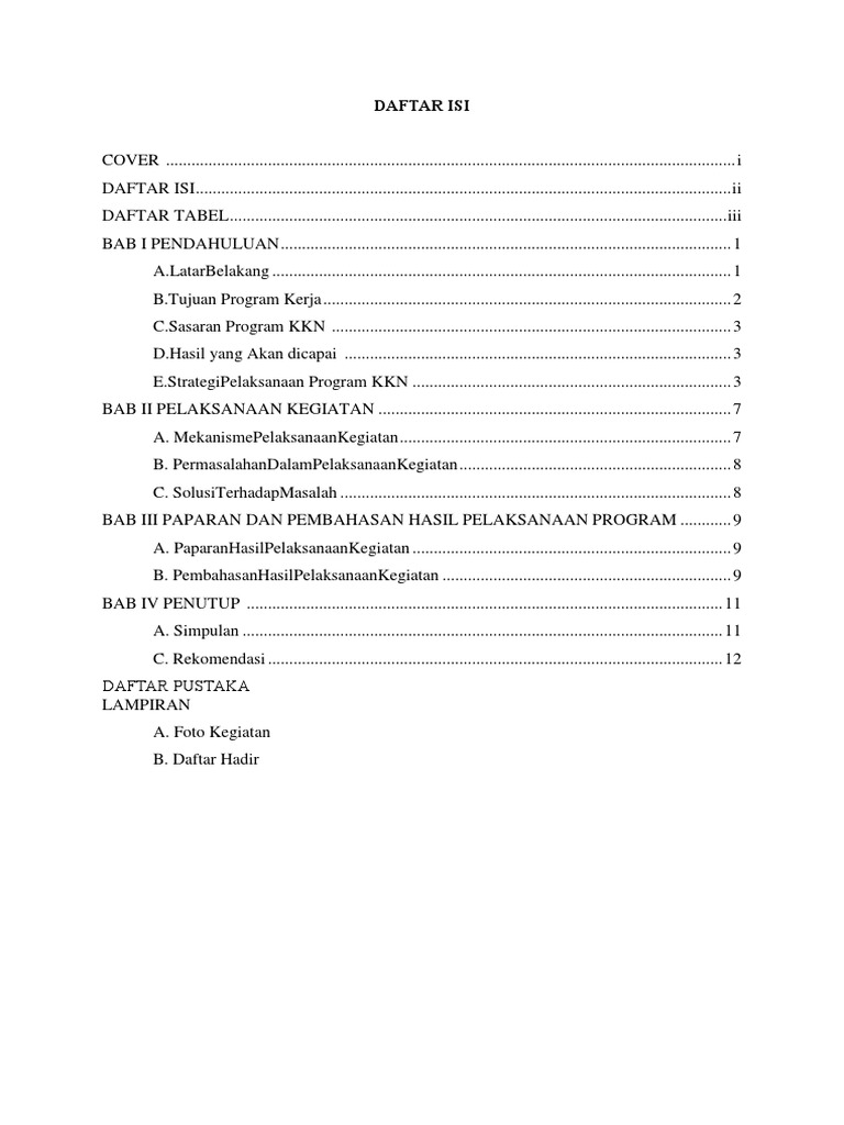 Contoh DAFTAR ISI Laporan Individu | PDF