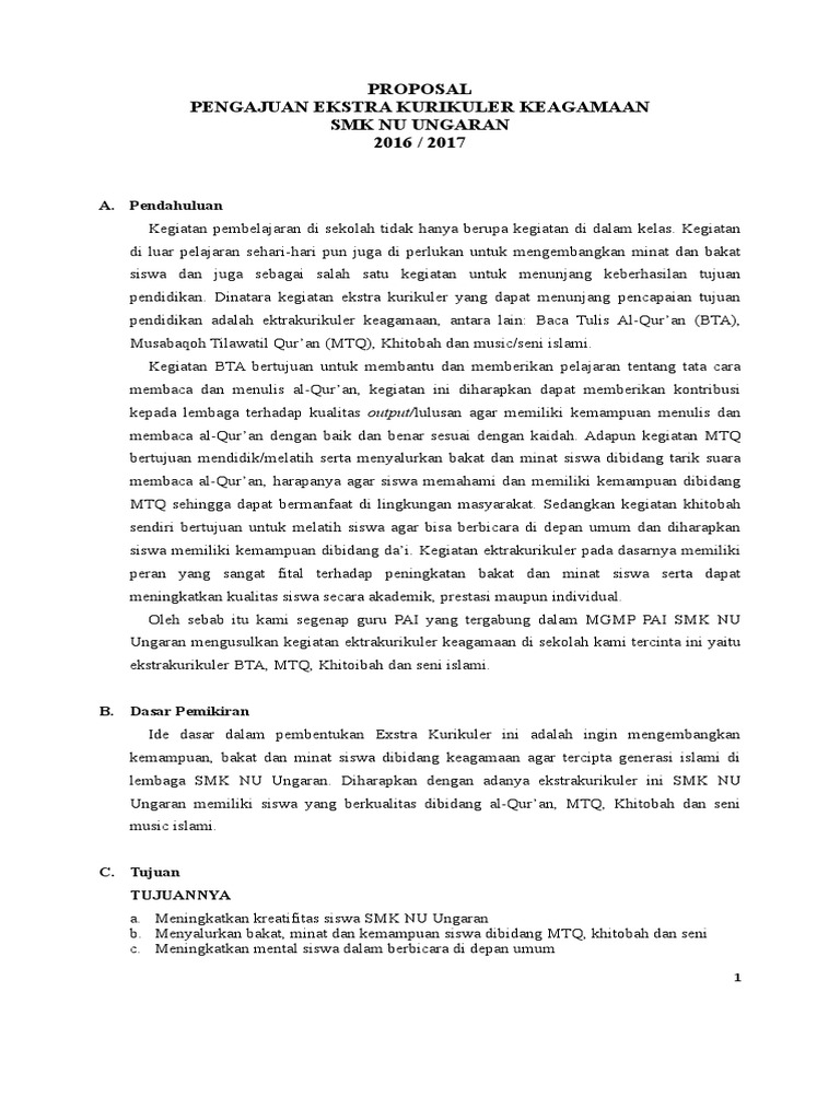 Proposal Ekskul Keagamaan | PDF