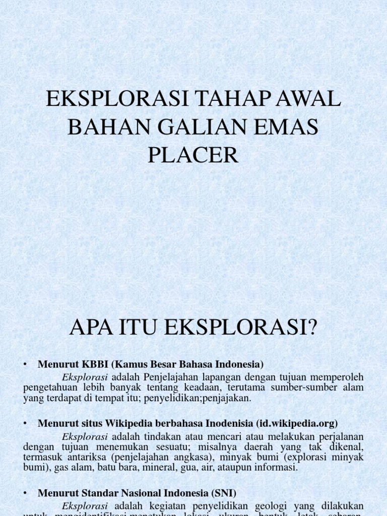 Tahapan Eksplorasi Emas Placer | PDF