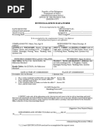 Investigation Data Form | PDF | Prosecutor | Complaint