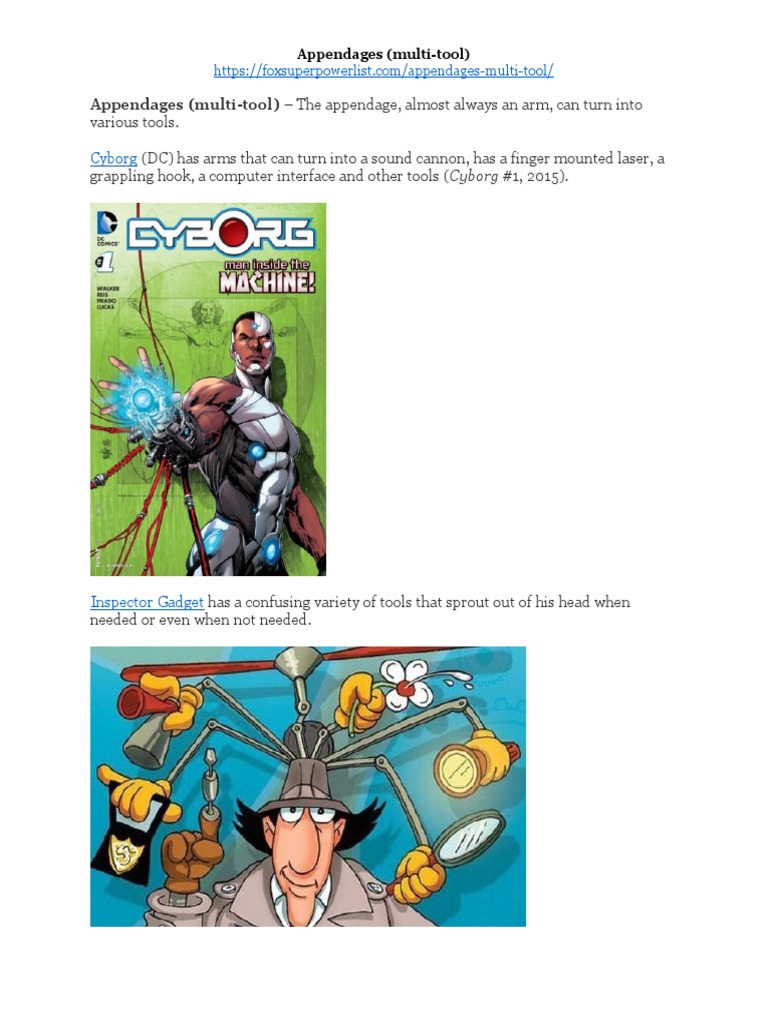 Cyborg: Appendages (Multi-Tool) - The Appendage, Almost Always An Arm ...
