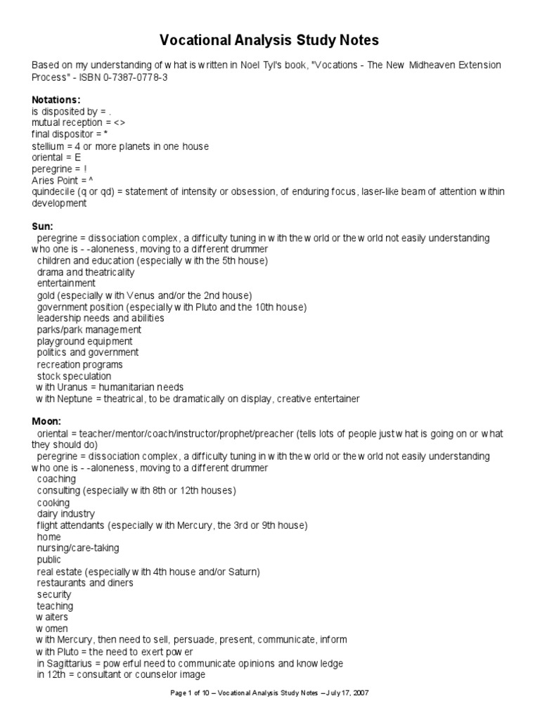 Vocational Insights from Planetary Analysis | PDF | Planets In ...