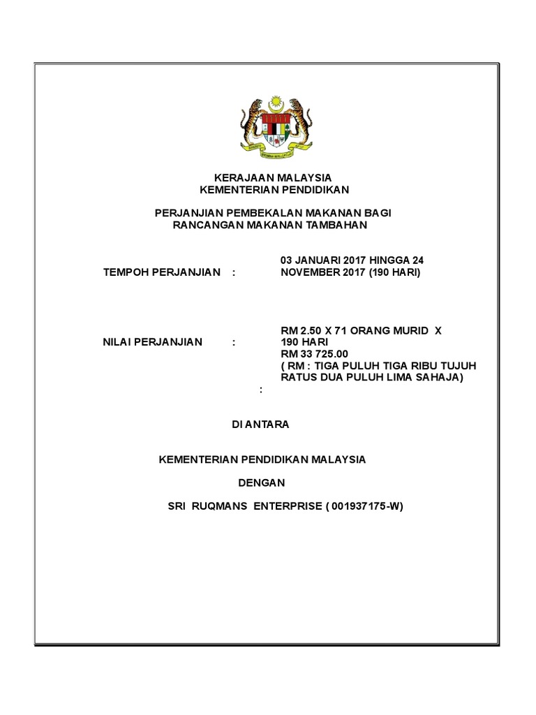 Contoh Borang Perjanjian RMT | PDF