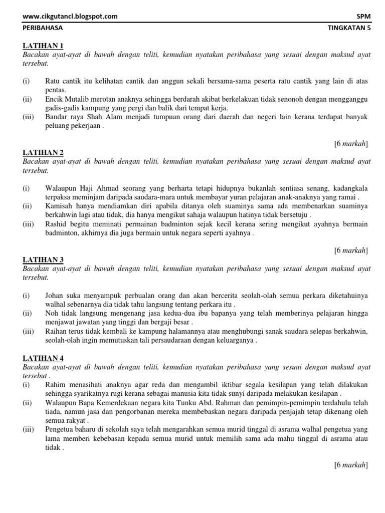 (Soalan) Peribahasa Nyatakan Tingkatan 5 | PDF (Soalan) Peribahasa Nyatakan Tingkatan 5 | PDF