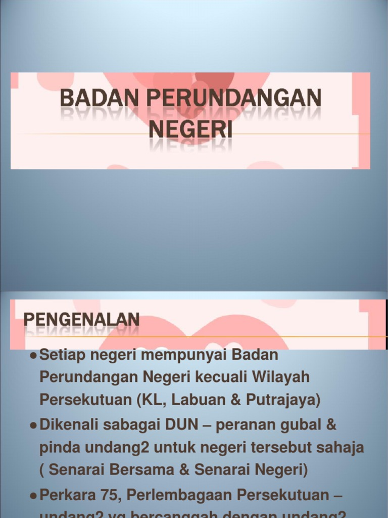 Badan Perundangan Negeri (Dun) | PDF