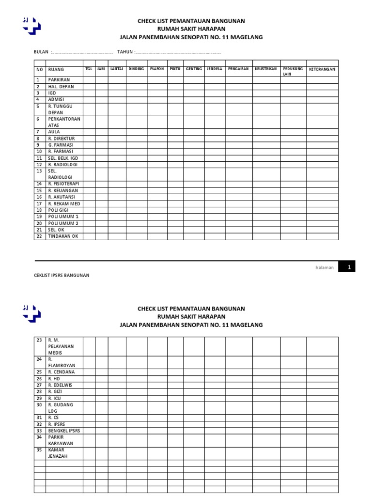 Ceklist Kontrol Bangunan | PDF