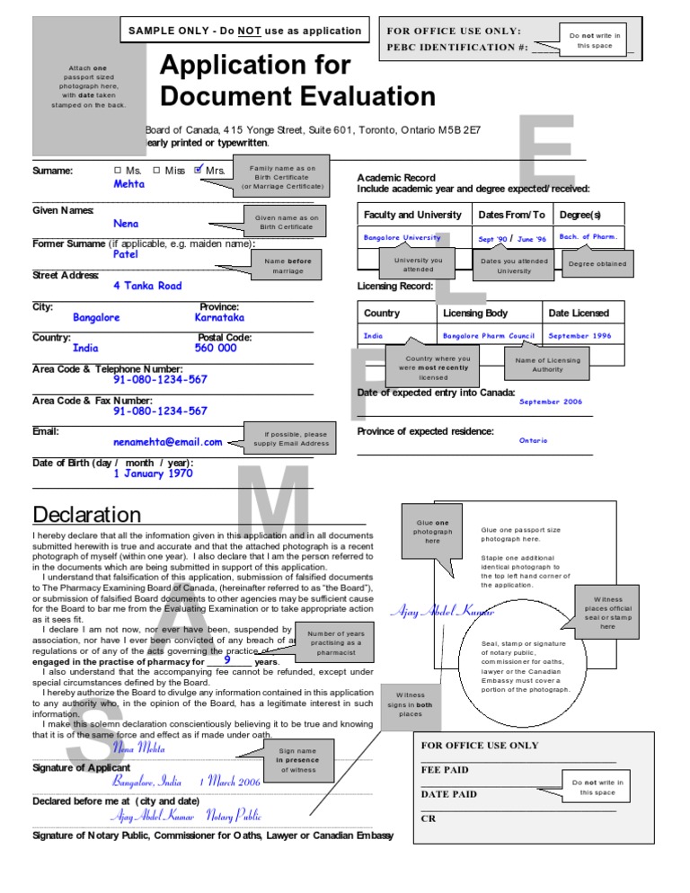 PEBC Evaluation Sample | PDF | Notary Public | Pharmacy