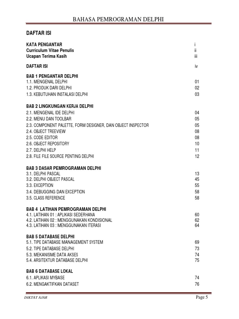Modul Lengkap Pemrograman Delphi | PDF | Komputer