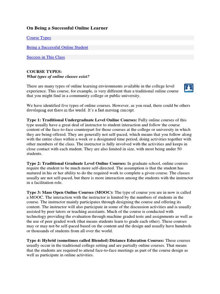 Types of Online Courses Explained | PDF | Educational Technology ...