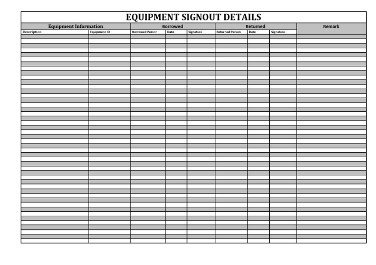 Equipment Signout Details | PDF