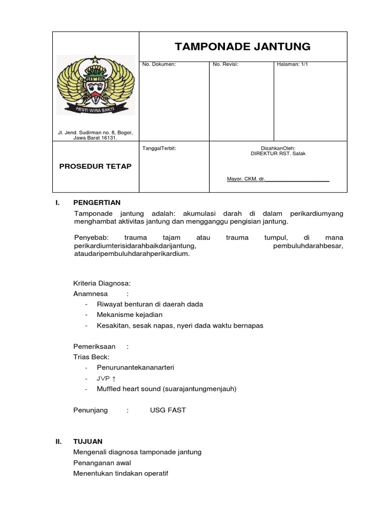 Contoh Spo Kedokteran Cardiac Tamponade | PDF