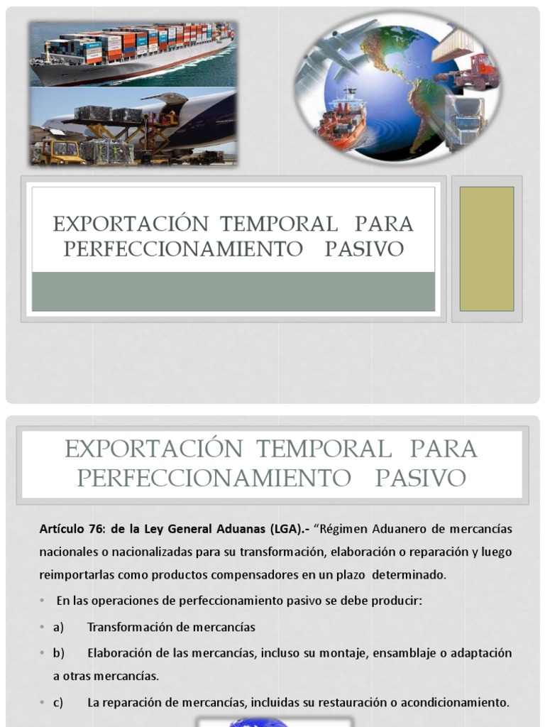 Exportación Temporal y Perfeccionamiento | PDF | aduana | Exportaciones