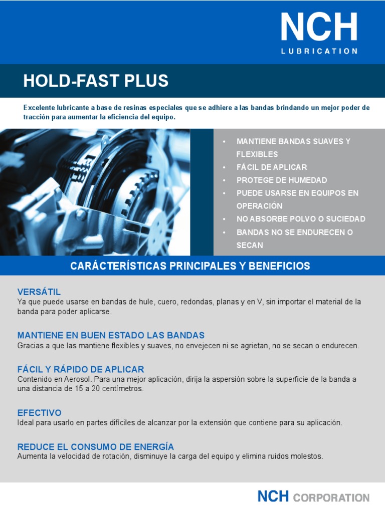 Lubricante Hold-Fast Plus: Beneficios y Usos | PDF | Engranaje ...