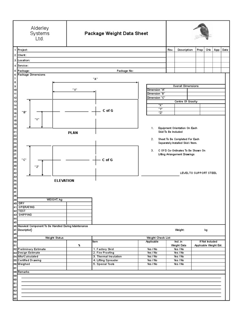 Sample - Weight & COG Estimation Format | PDF | Nature