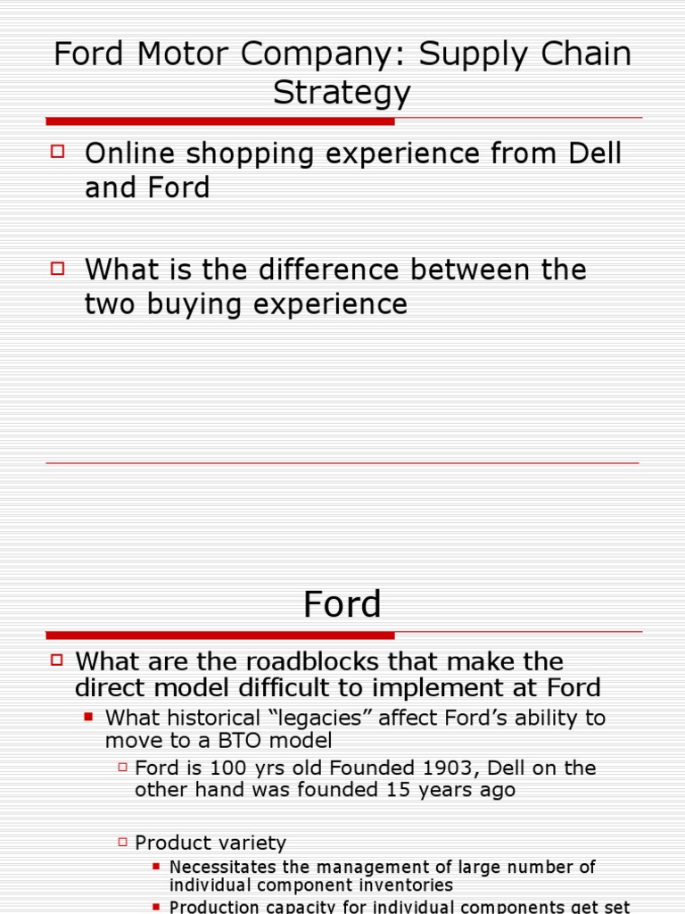 Ford Motor Company: Supply Chain Strategy | PDF | Supply Chain | Inventory