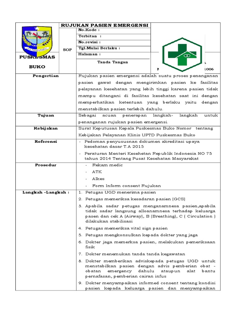 7.2.3.4 Sop Rujukan Emergency | PDF