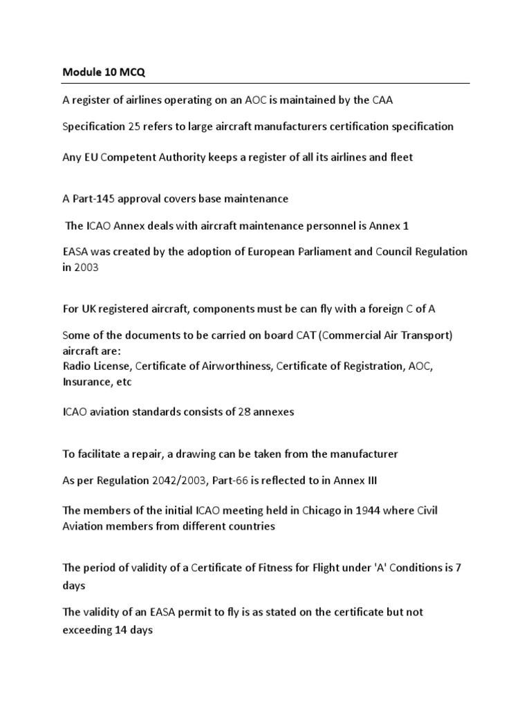 EASA Module 10: Aviation Legislation Overview | PDF | Aviation ...