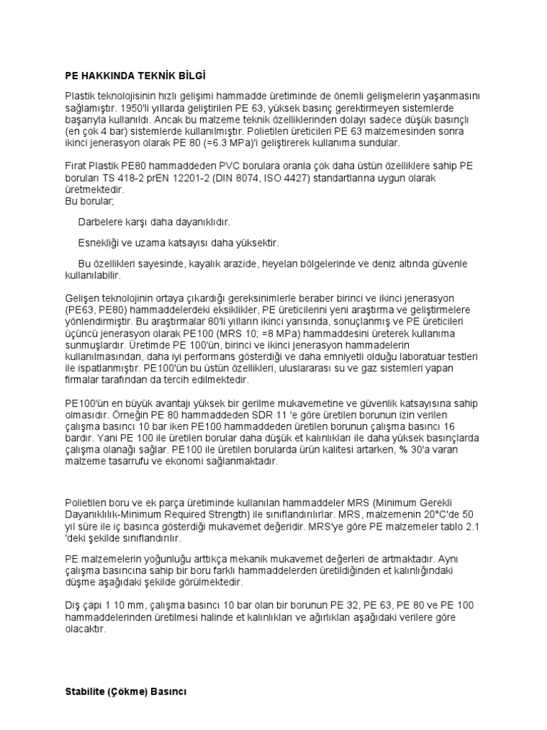 PE100 Hakkinda Teknik Bilgi | PDF