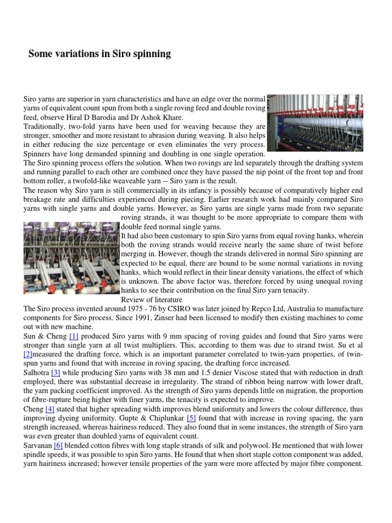 Siro Yarn | PDF | Yarn | Spinning (Textiles)