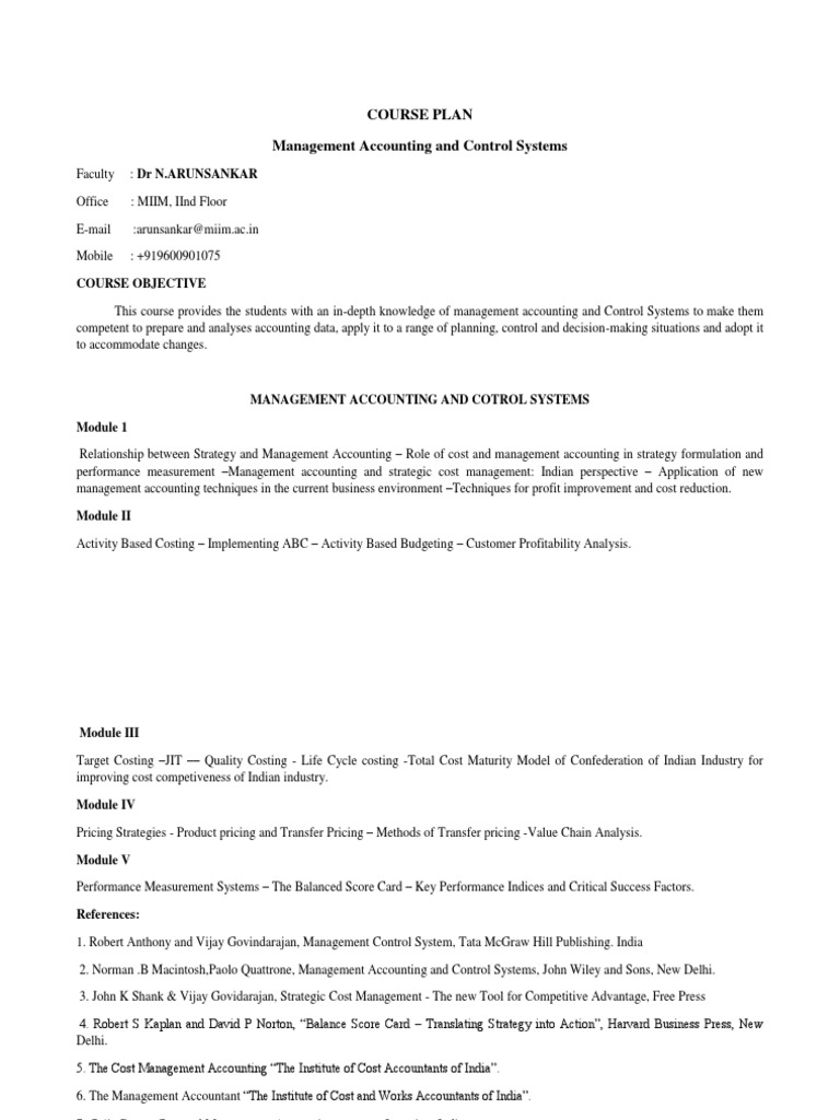 Management Accounting and Control Systems | PDF | Management Accounting ...