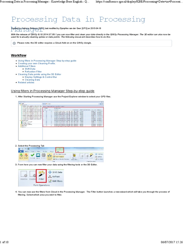 Processing Data in Processing Manager - Knowledge Base English - QPS Confluence | PDF ...