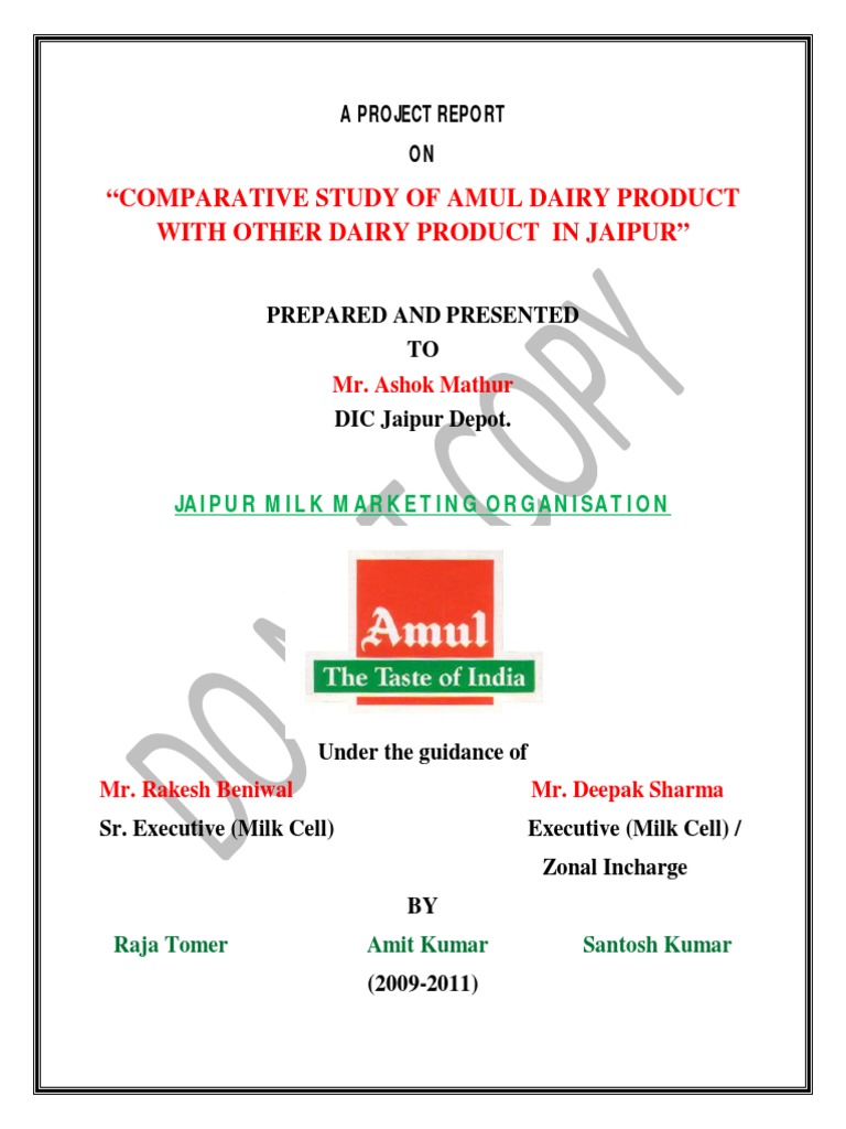 My Amul Project PDF | PDF | Marketing Research | Sampling (Statistics)