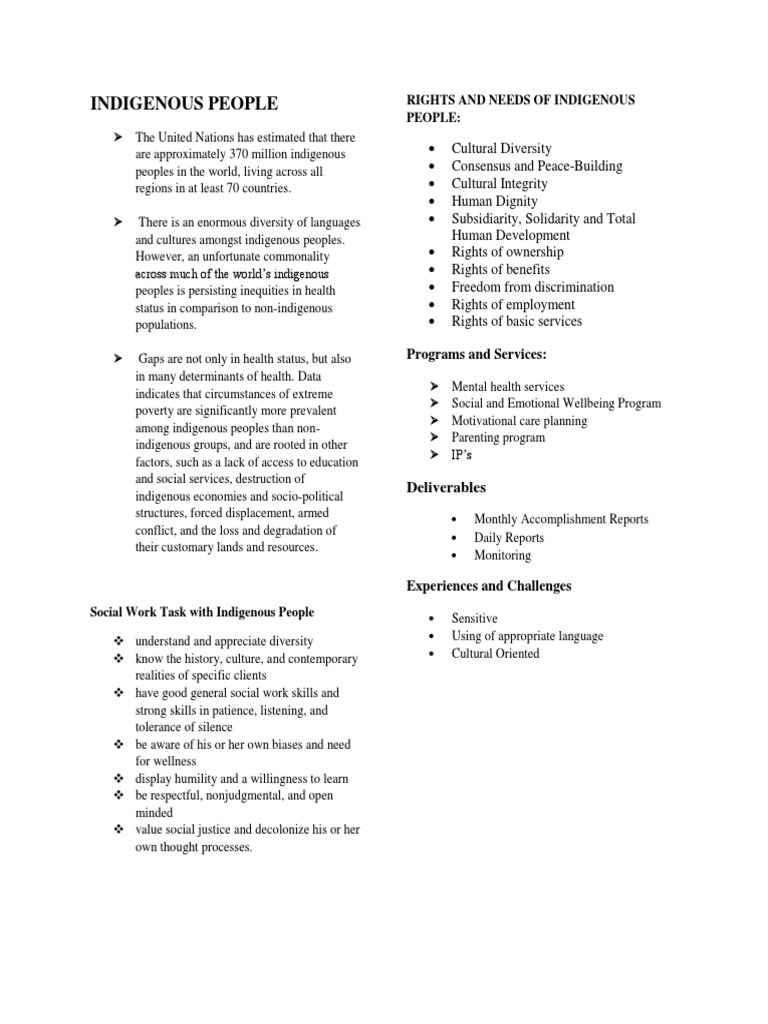 Rights and Needs of Indigenous People | PDF | Indigenous Peoples ...