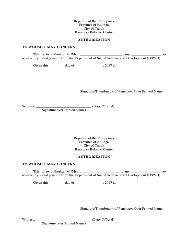 Sample of Authorization Letter | PDF