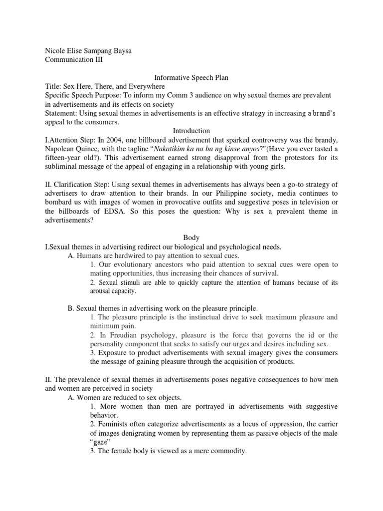 Informative Speech Plan | PDF | Advertising | Metaphysics Of Mind