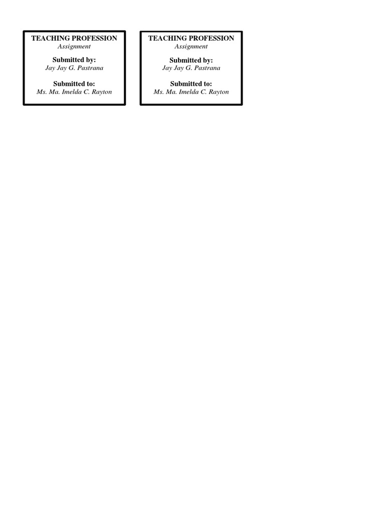 Teaching Profession Assignment Submission | PDF