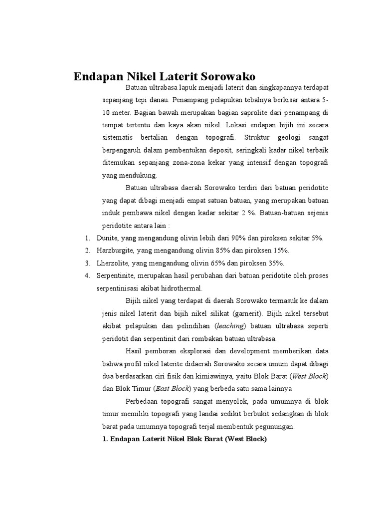 Endapan Nikel Laterit Sorowako | PDF