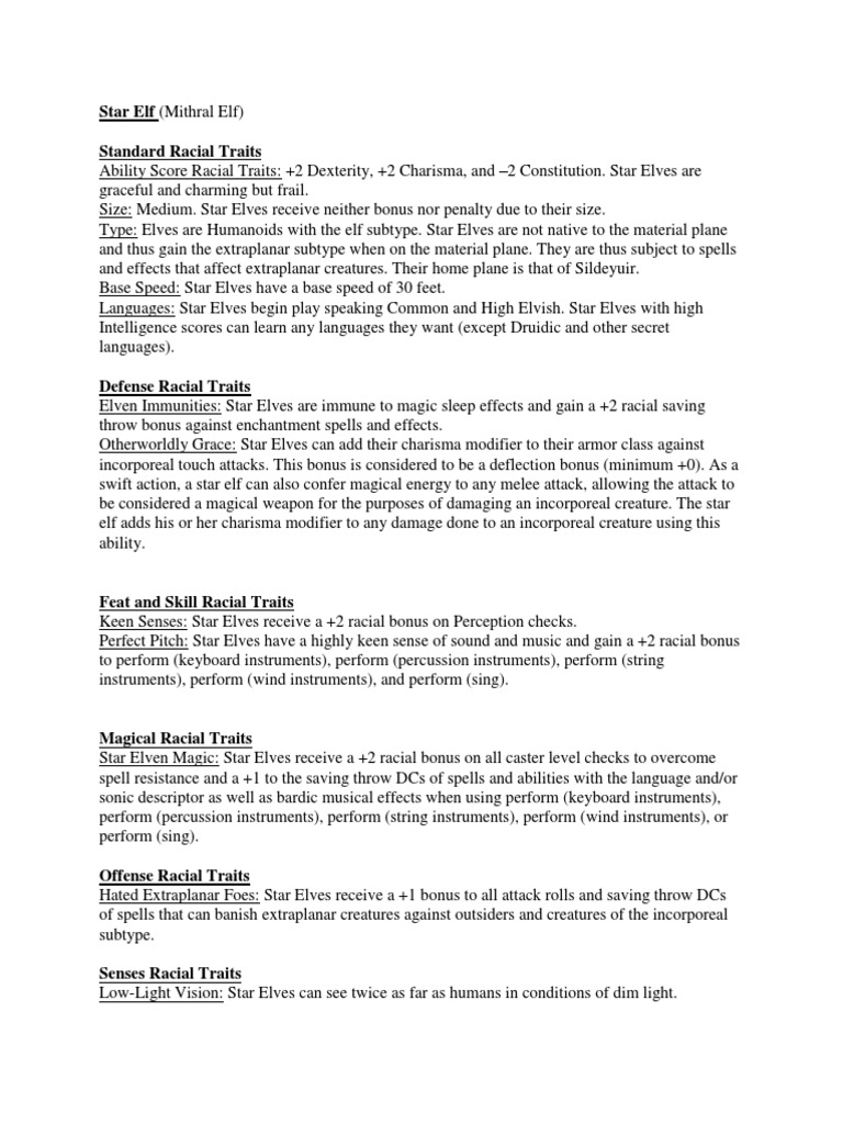 Star Elf | Download Free PDF | Elves | Dungeons & Dragons