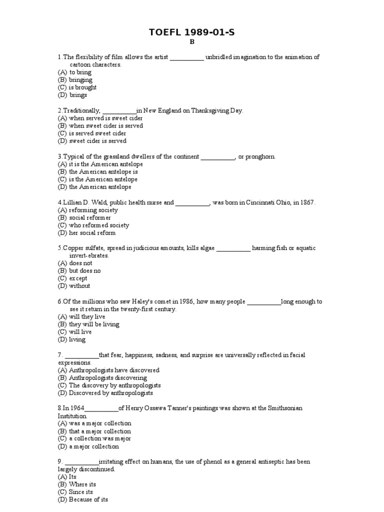 Sample TOEFL PBT | PDF | Drop (Liquid) | Nature