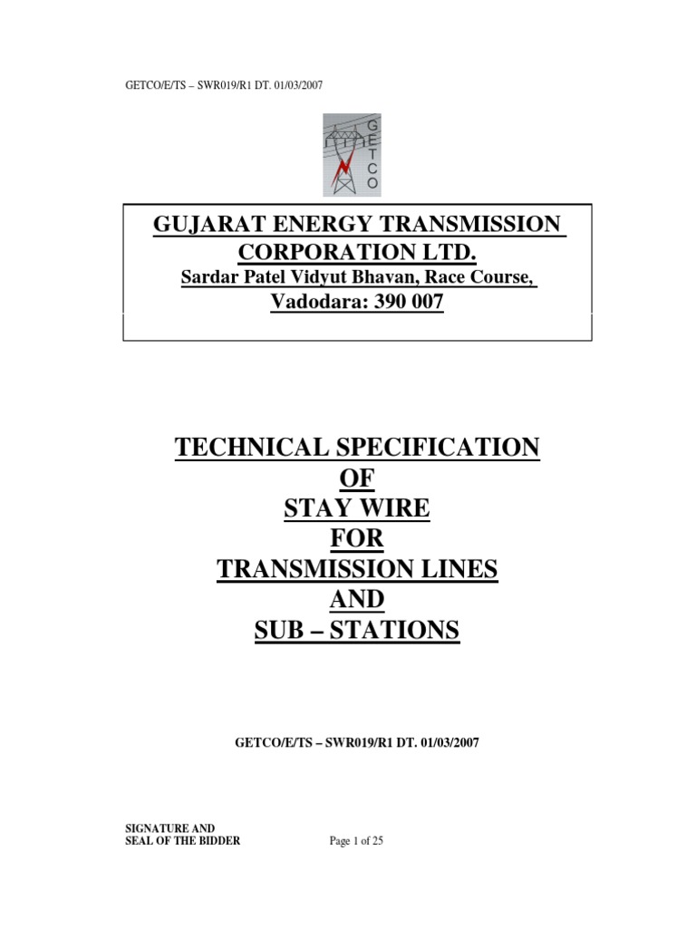 Technical Specification of STAY WIRE | PDF | Galvanization | Specification (Technical Standard)
