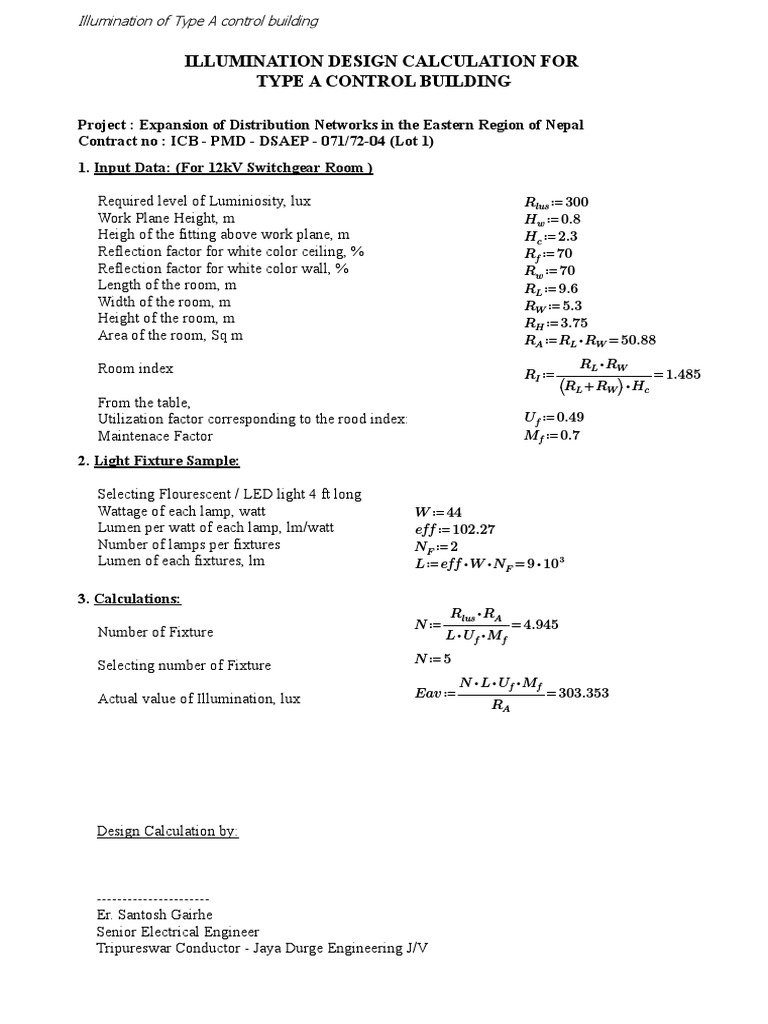Illumination Calculation For Control Building | PDF | Lighting ...
