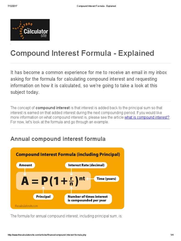 Compound Interest Formula - Explained | PDF | Compound Interest | Interest